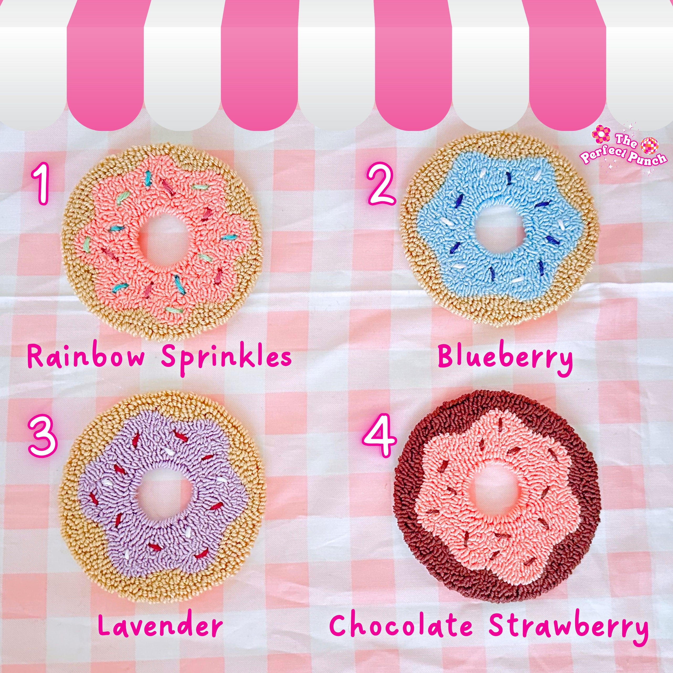 Donut Punch Needle Mug Rug Coaster Donut Decor Coffee Table Decor Punch ...