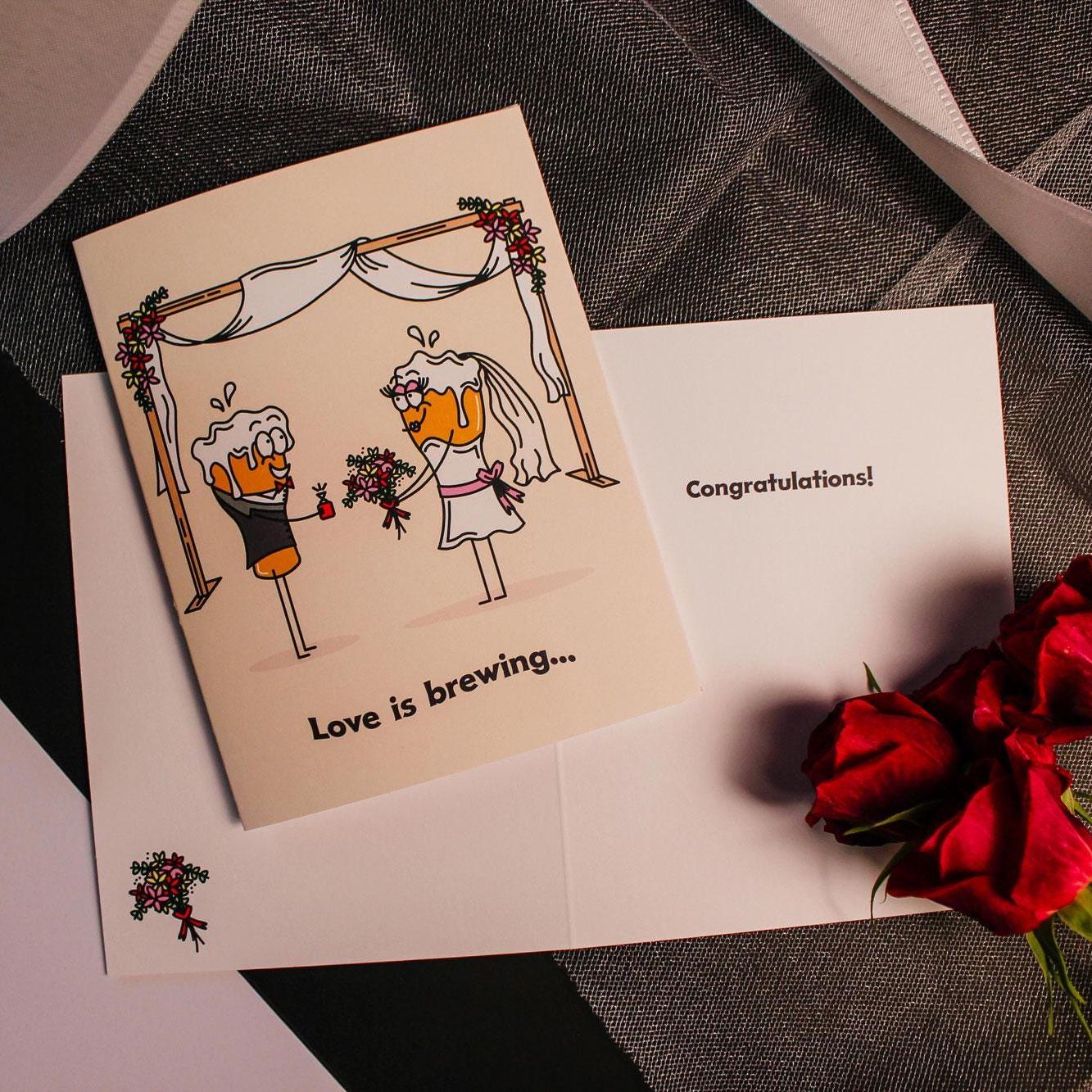 Love is Brewing Beer Themed Wedding Greeting Card - Etsy