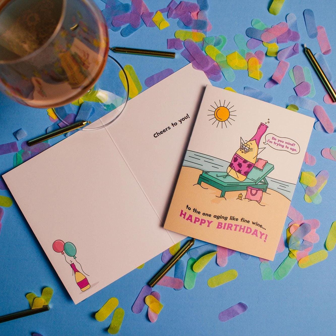Aging Like Fine Wine Themed Birthday Greeting Card - Etsy