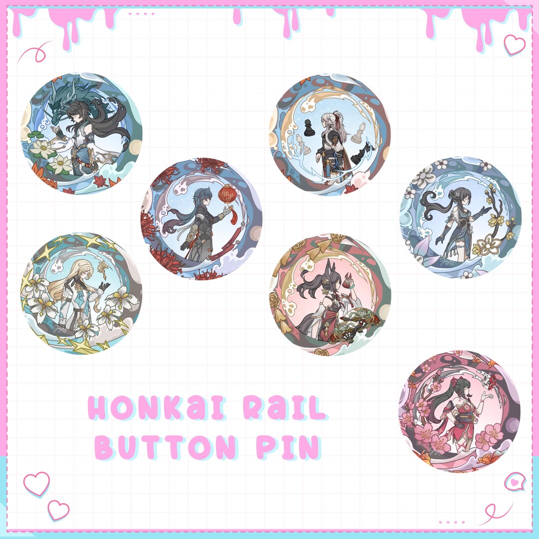 Honkai Rail Button Pins | Fan Made Button Pin Odyssey Style | Anime ...
