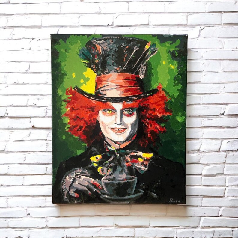 Mad Hatter Handmade Acrylic Painting Alice in Wonderland Themed Art - Etsy