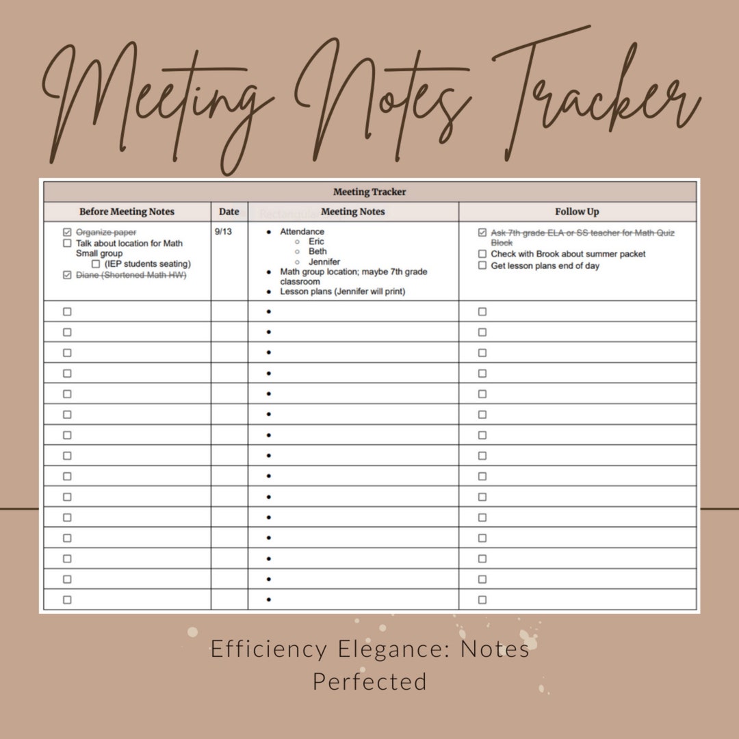 Meeting Notes Tracker - Etsy