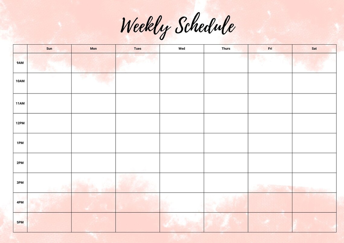 Printable Digital Weekly Schedule Planner X5 - Etsy