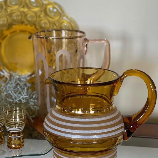 Amber Glass Jug - Etsy