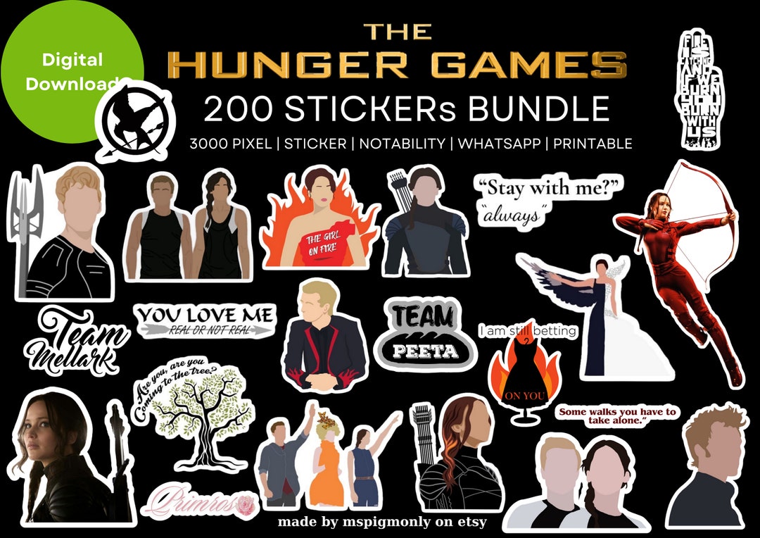 LOT D'AUTOCOLLANTS Hunger Games 200 stickers numériques - Etsy France