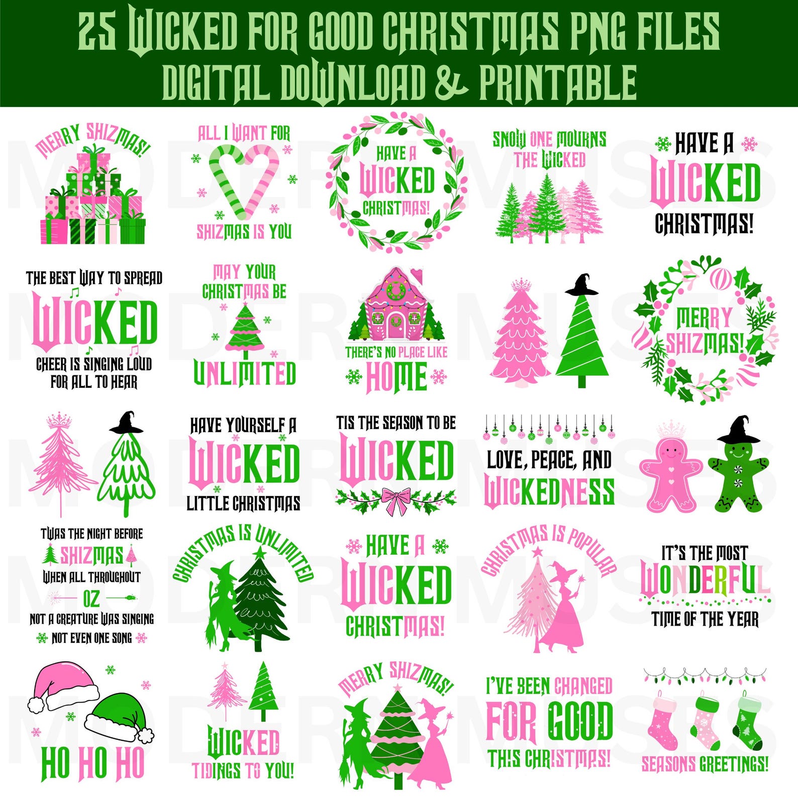 Wicked Christmas PNG Bundle: for Good Elphaba Glinda (digital Download ...