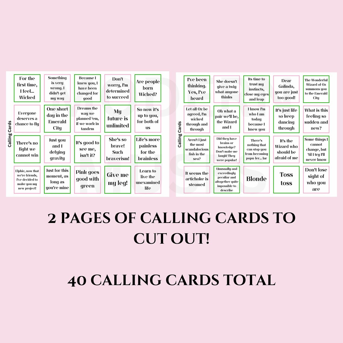 DIGITAL Wicked Bingo, Wicked Party Game, Printable Bingo, Wicked ...