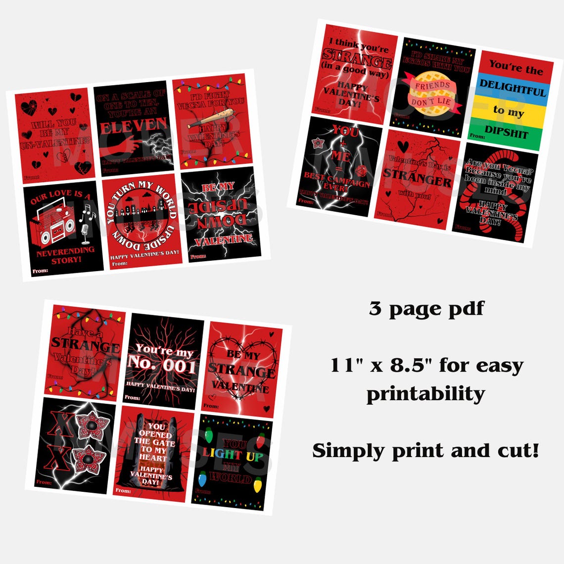 Upside Down Stranger Valentines: Printable Classroom Valentine's Day ...