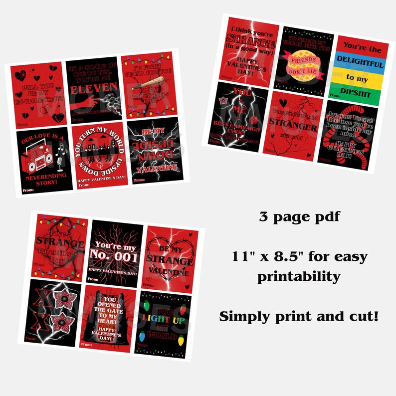 Upside Down Stranger Valentines: Printable Classroom Valentine's Day ...
