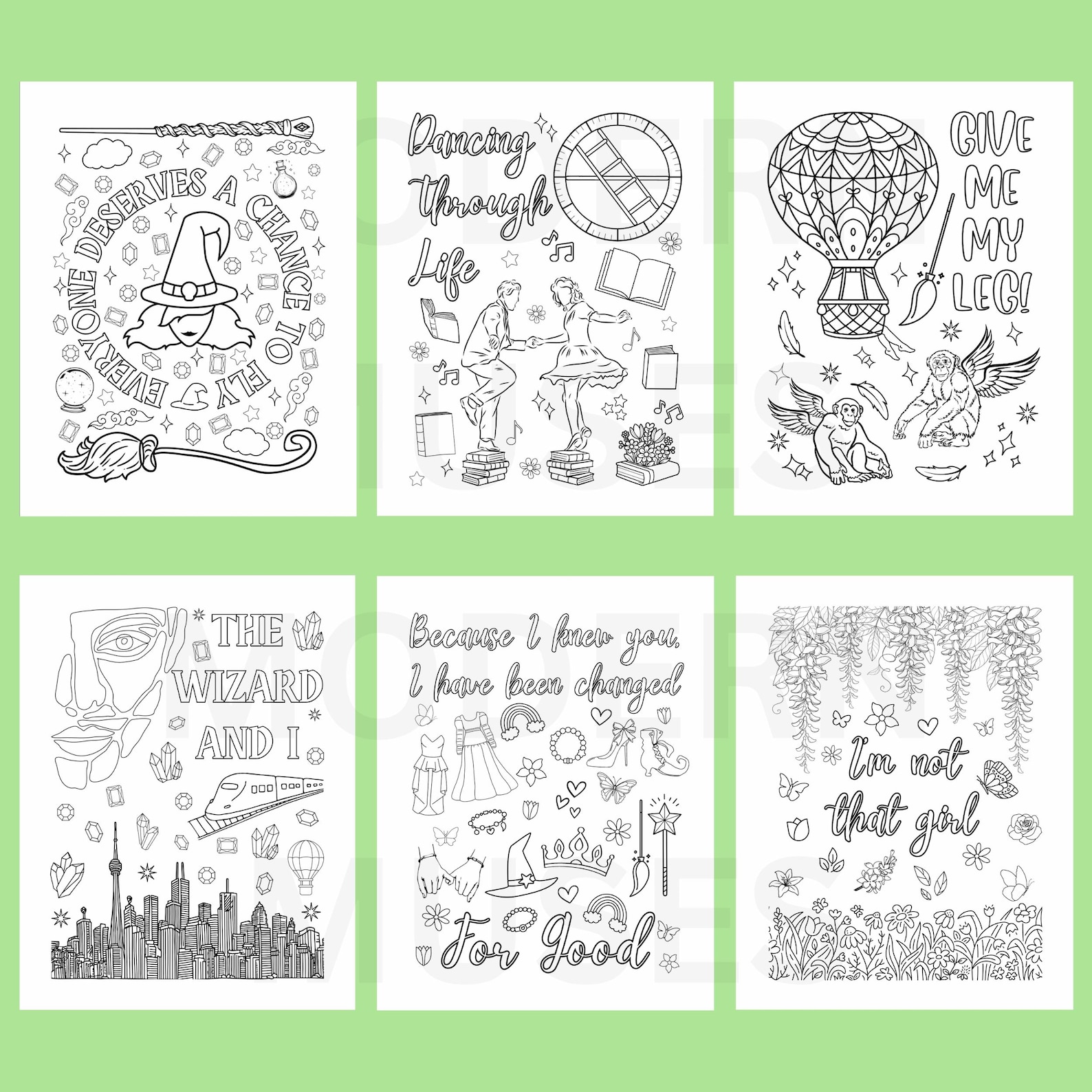 Wicked Coloring Pages: Musical Activity Set (digital Download) - Etsy