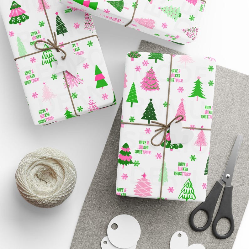 Wicked Christmas for Good Wrapping Paper: Pink Glinda & Green Elphaba ...