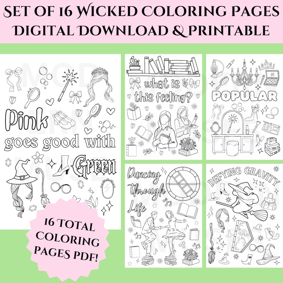 Wicked Coloring Pages: Musical Activity Set (digital Download) - Etsy