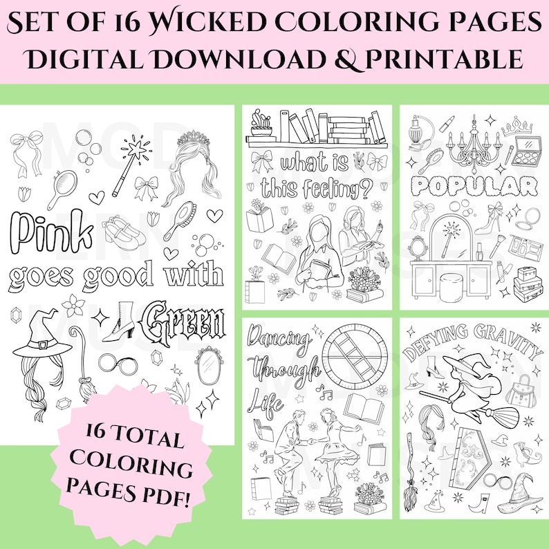 Wicked Coloring Pages: Musical Activity Set (digital Download) - Etsy