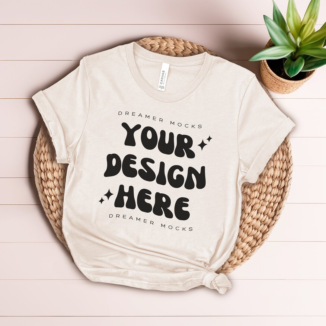 Heather Dust Bella Canvas 3001 Mockup | Bella Canvas 3001 Mockup, Flat ...