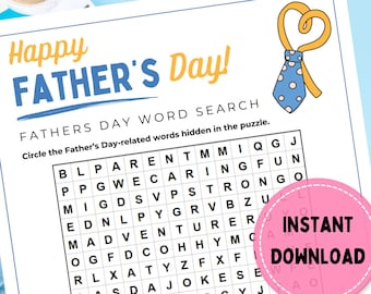 Father's Day Word Search Puzzle: Printable Family Game (digital ...