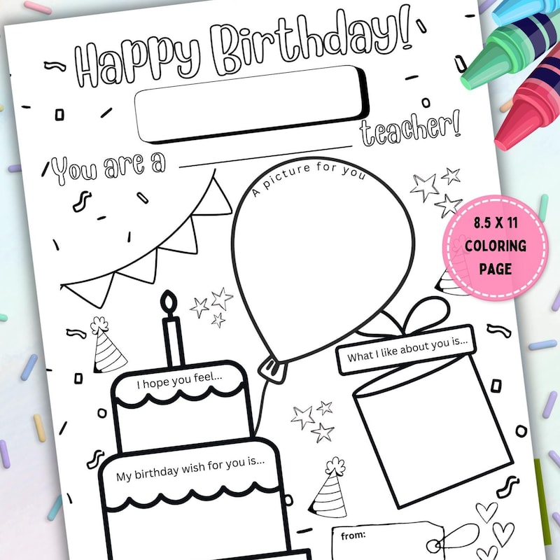 Teacher Birthday Sheet - Etsy