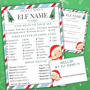 Whats Your Elf Name Game, Elf Name Generator With Name Tags, Printable ...