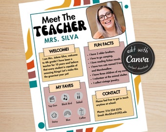 Retro Meet the Teacher Template: Groovy Classroom Flyer (canva Editable ...