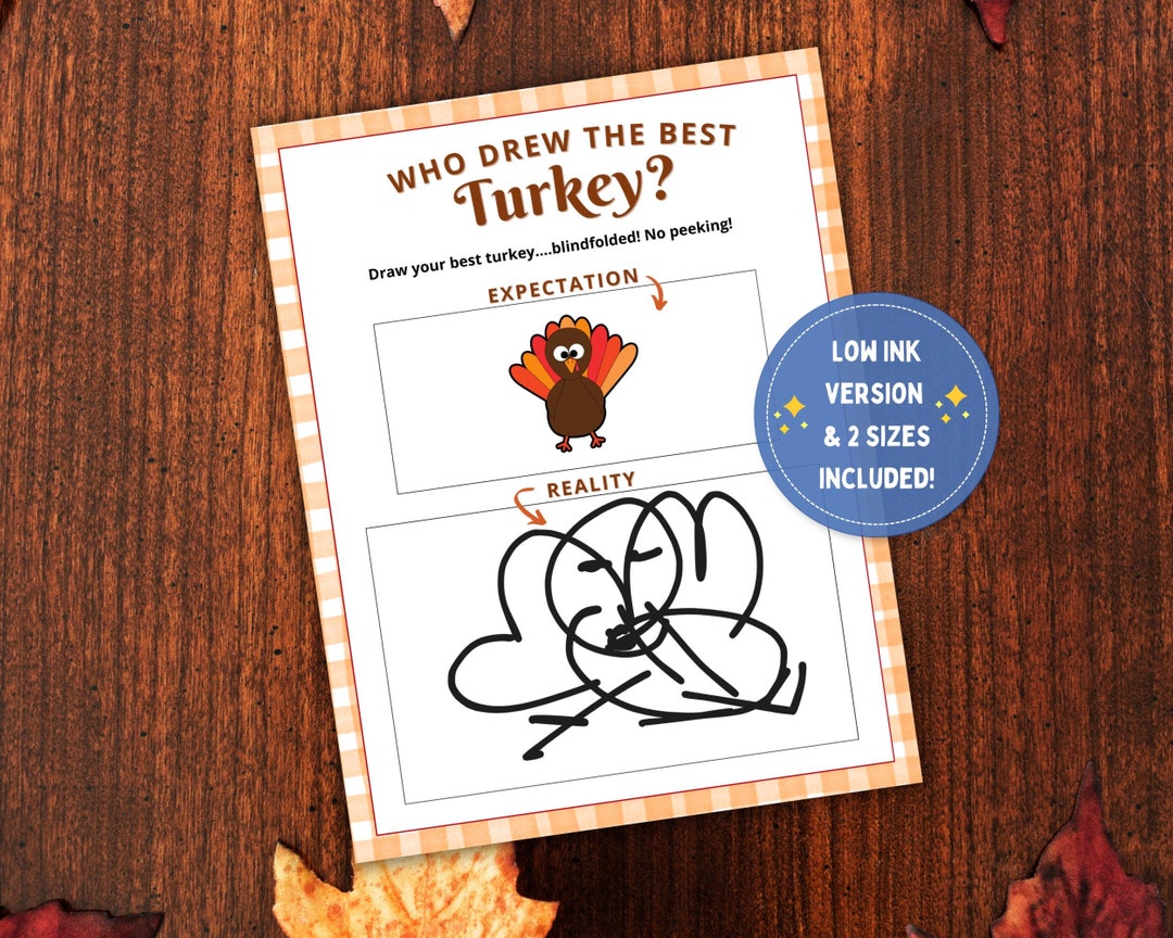 Thanksgiving Turkey Drawing Game: Family & Office Fun (digital Download ...