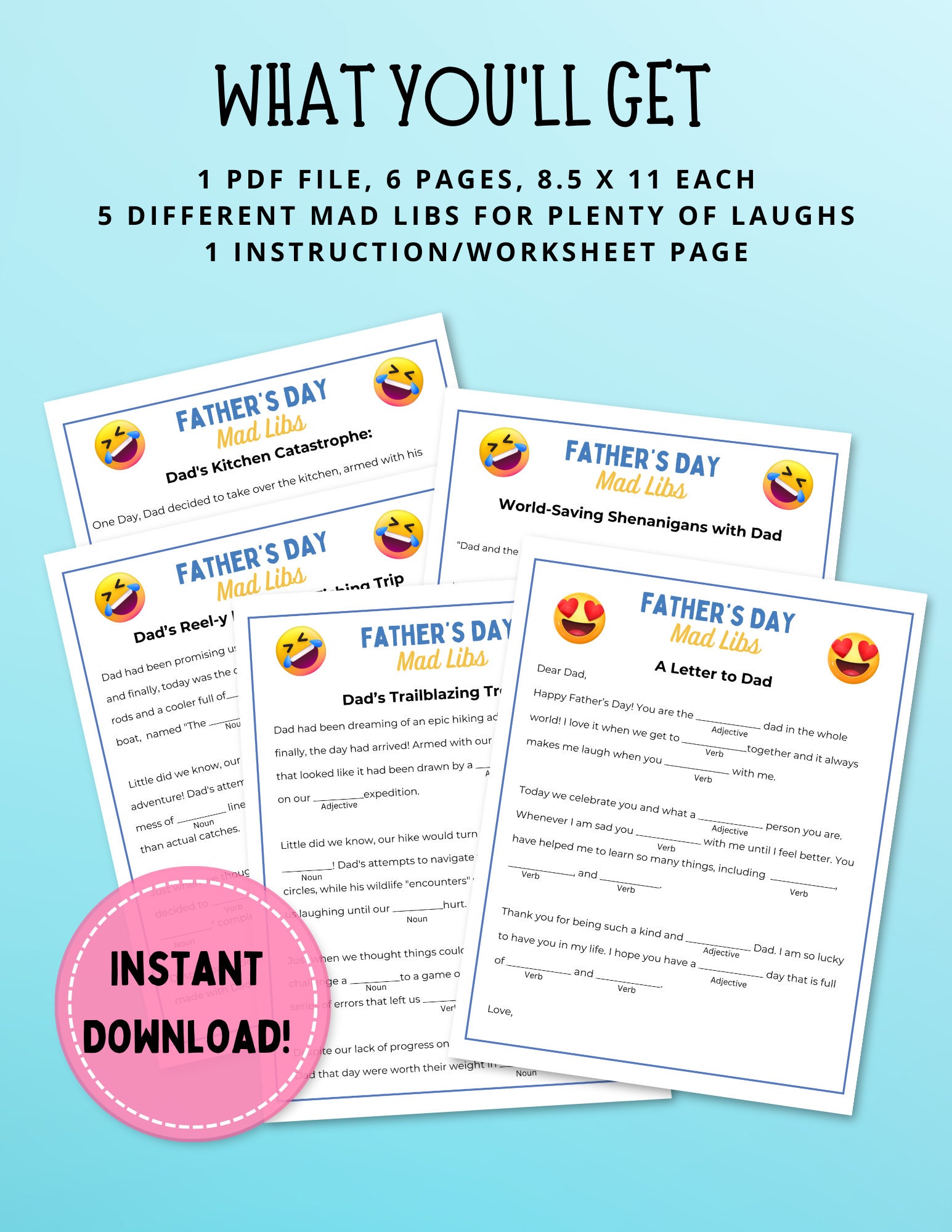 Father's Day Mad Libs Game: Dad Libs Activity (digital Download) - Etsy