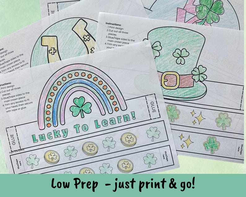 St Patrick's Day Paper Crown Printable, Leprechaun Hat Craft, Low Prep ...