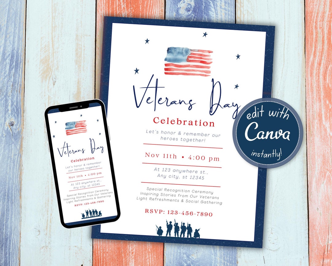 Editable Veterans Day Event Flyer & Invitation Template (digital ...