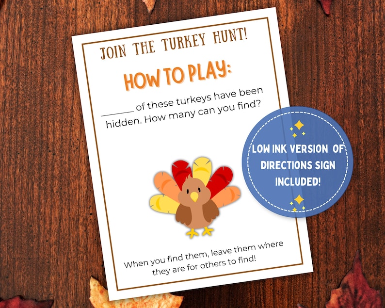 Thanksgiving Turkey Scavenger Hunt Game: Printable Family Fun (digital ...