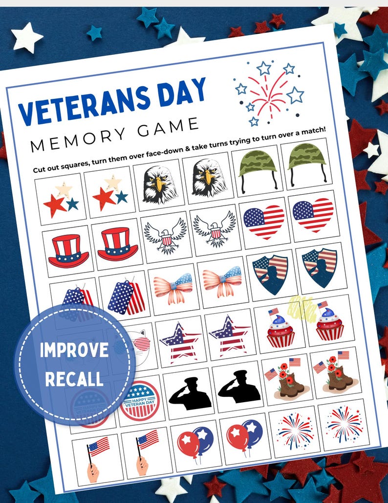 Veterans Day Games for Seniors: Memory Care Activities (digital ...