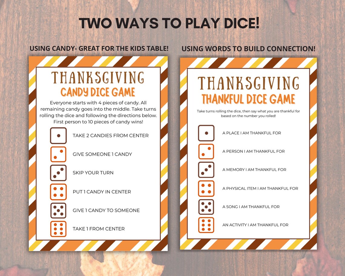 Printable Thanksgiving Gratitude Dice Game AND Candy Dice - Fun ...