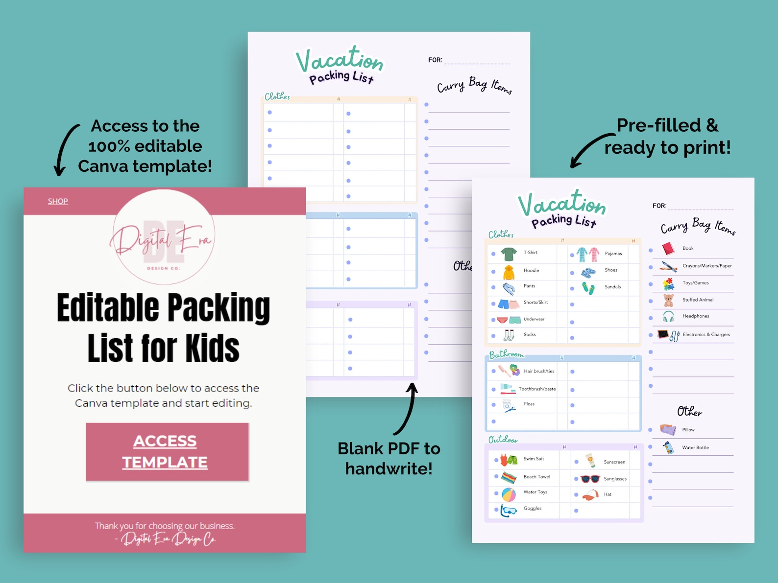 Packing List for Kids | Visual Packing List for Kids | Editable Kids ...