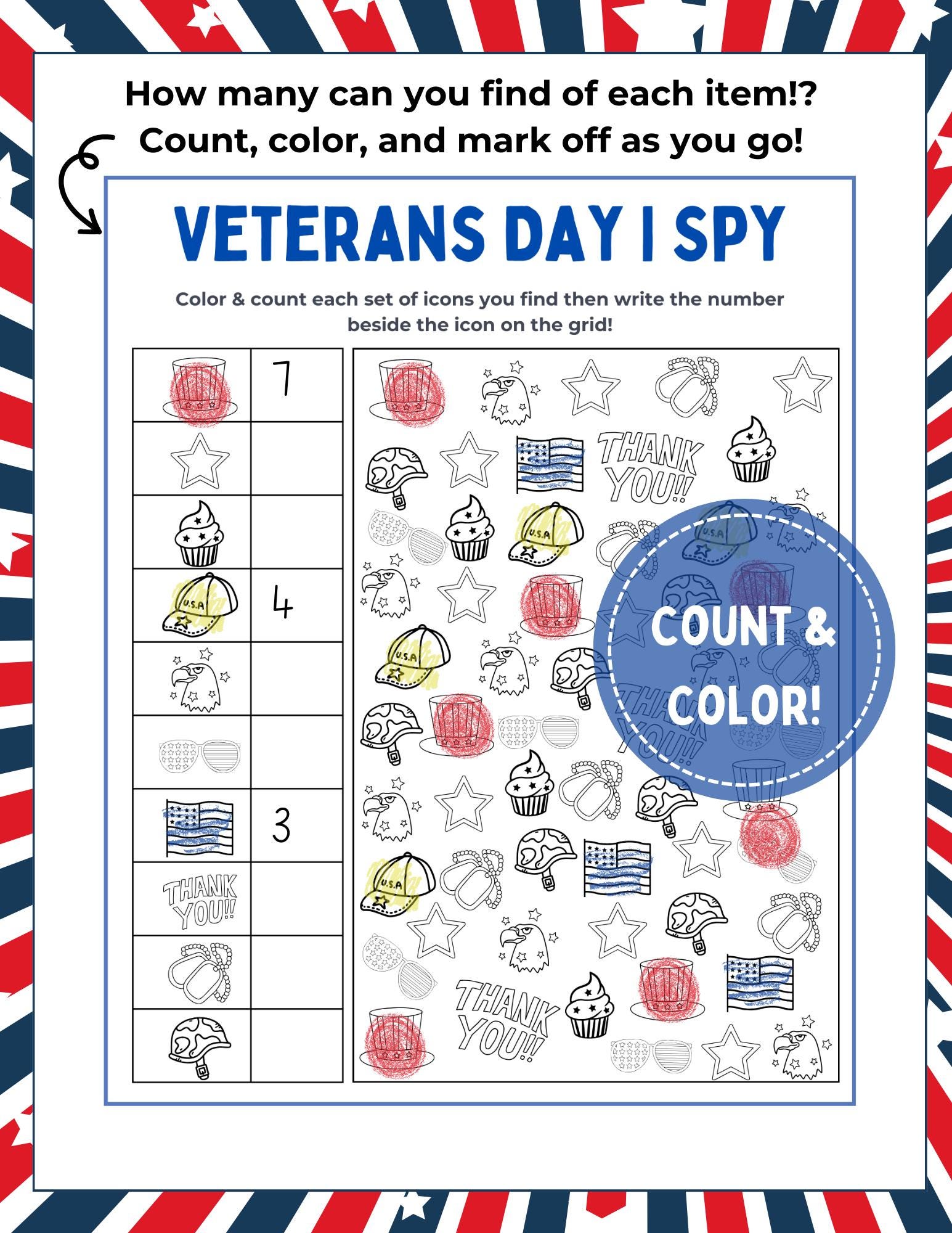 Veterans Day Activities: Printable Games & Coloring Pages (digital ...