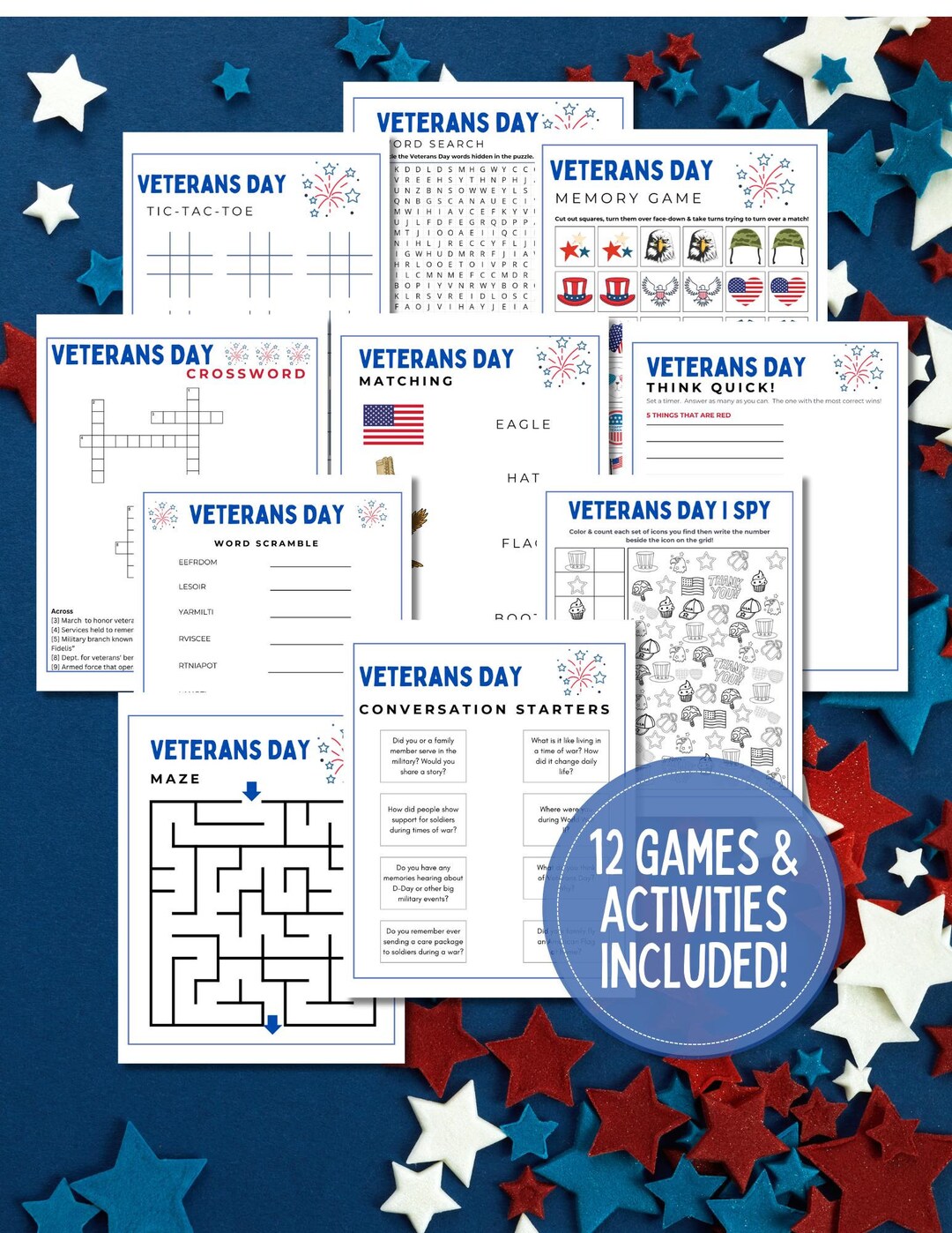 Veterans Day Games for Seniors: Memory Care Activities (digital ...