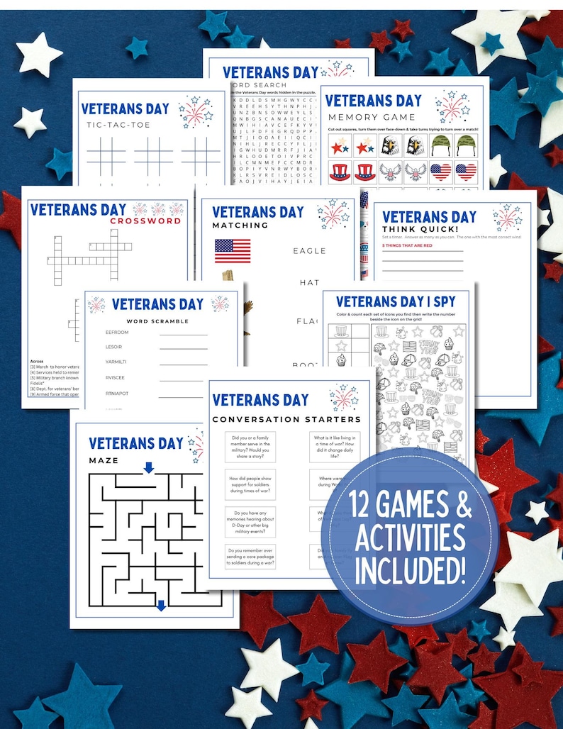 Veterans Day Games for Seniors: Memory Care Activities (digital ...