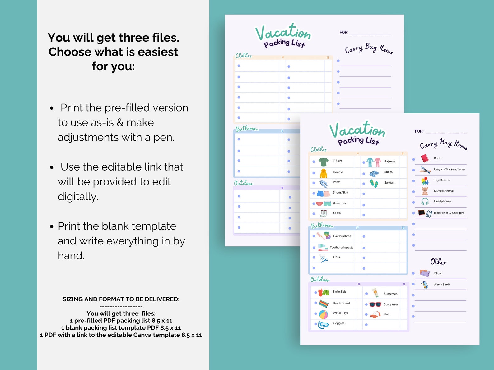 Packing List for Kids | Visual Packing List for Kids | Editable Kids ...