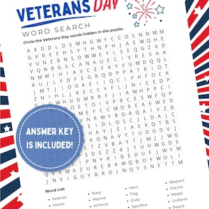 Veterans Day Activities: Printable Games & Coloring Pages (digital ...