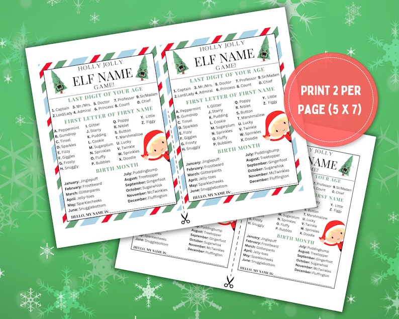 Whats Your Elf Name Game, Elf Name Generator With Name Tags, Printable ...