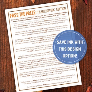 Thanksgiving Pass the Prize Game: Left Right Story (printable PDF) - Etsy