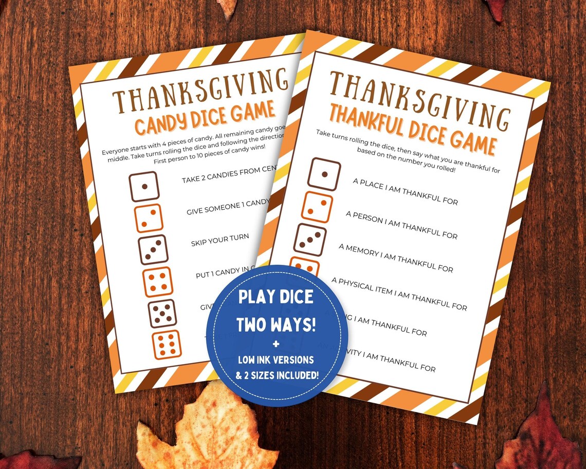 Printable Thanksgiving Gratitude Dice Game AND Candy Dice - Fun ...