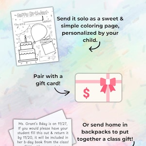 Teacher Birthday Card Printable: Fill-in Coloring Page (PDF) - Etsy