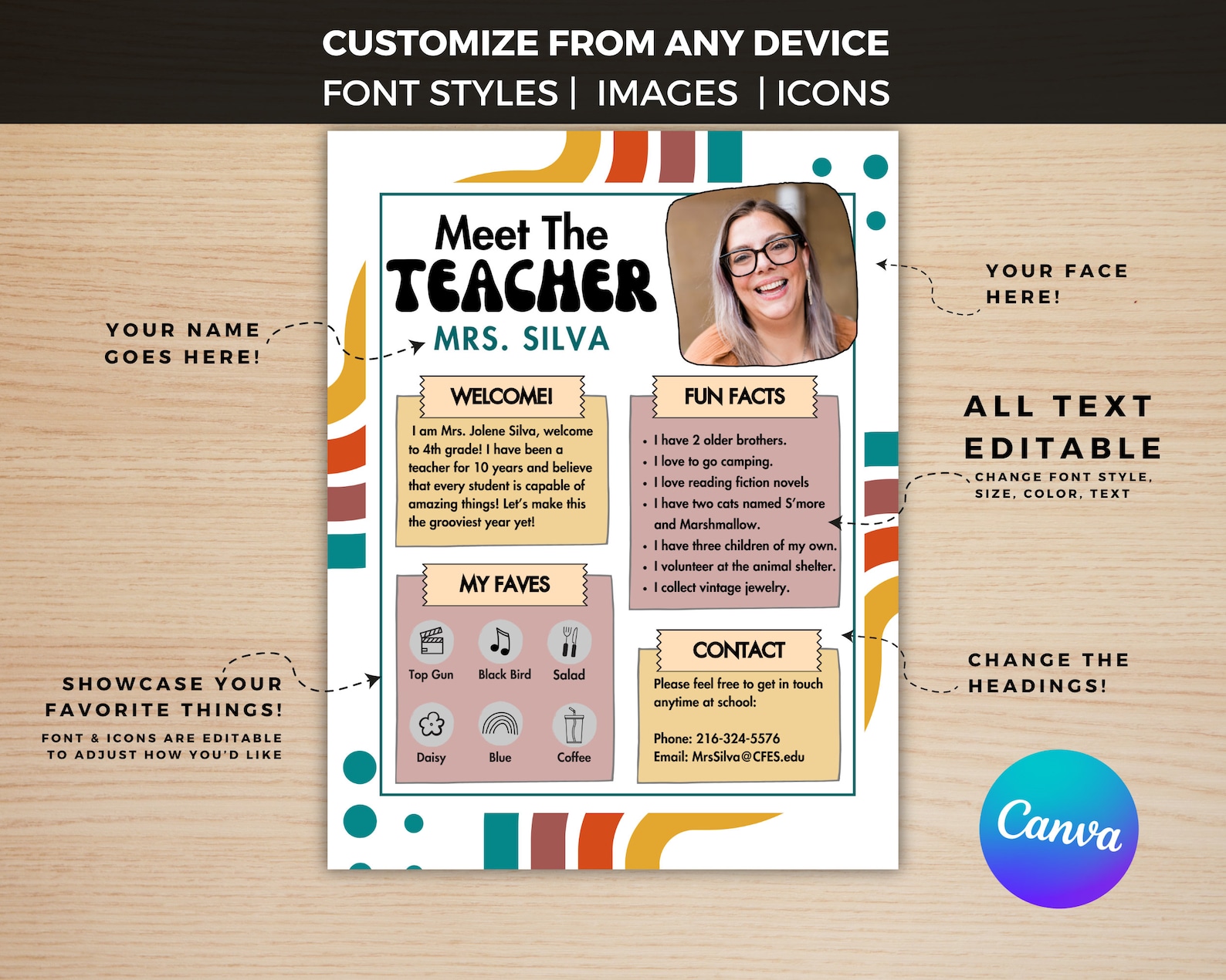 Meet the Teacher Template Groovy | Retro Meet the Teacher Template ...