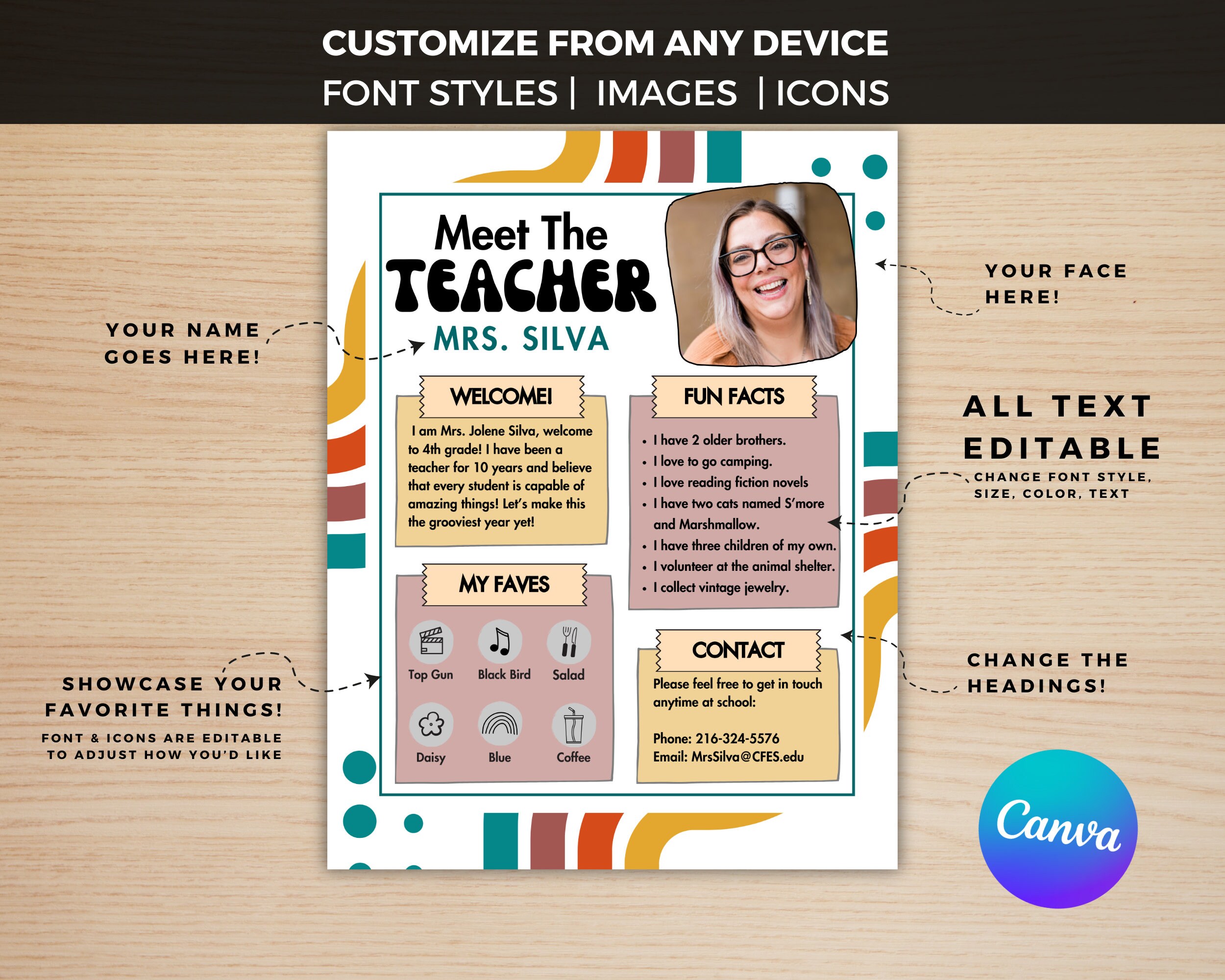 Meet the Teacher Template Groovy | Retro Meet the Teacher Template ...
