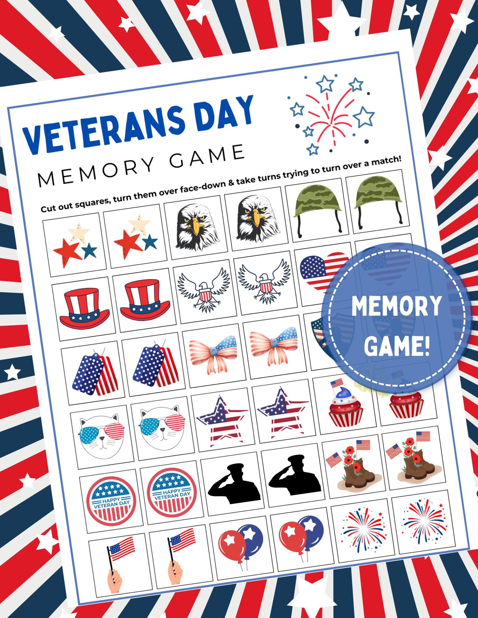 Veterans Day Activities: Printable Games & Coloring Pages (digital ...