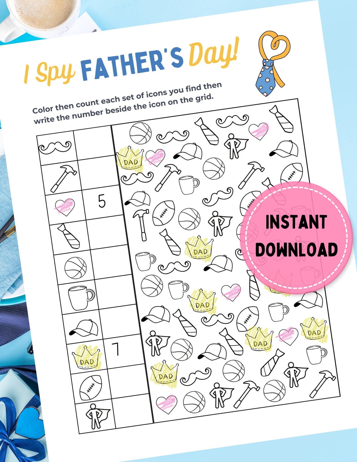 Fathers Day I Spy Game Printable, Fathers Day Activity, Fathers Day ...
