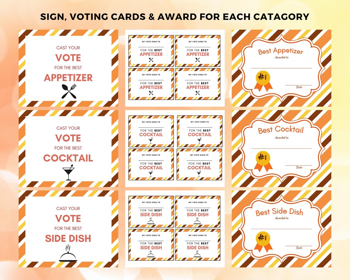 Thanksgiving Cook-off Kit: Printable Awards & Ballots (digital Download ...