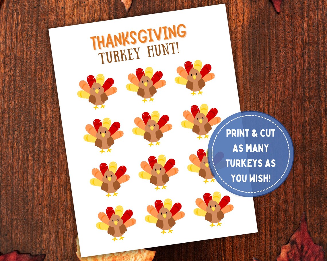 Thanksgiving Turkey Scavenger Hunt Game: Printable Family Fun (digital ...