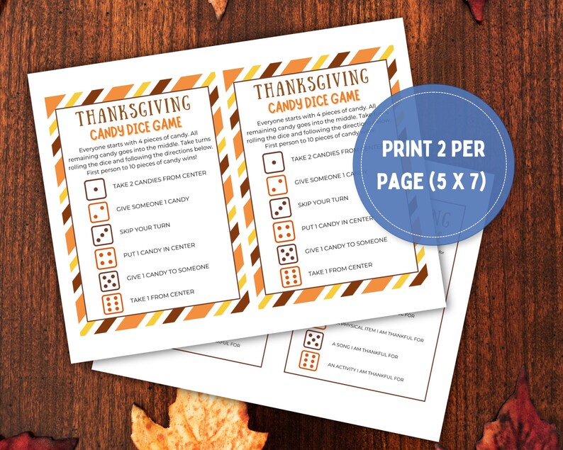 Printable Thanksgiving Gratitude Dice Game AND Candy Dice - Fun ...