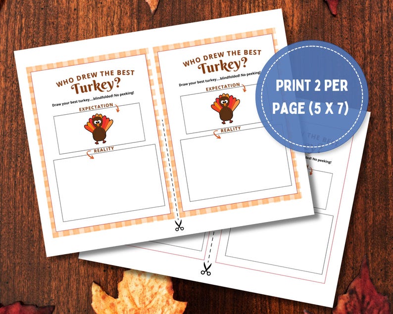 Thanksgiving Turkey Drawing Game: Family & Office Fun (digital Download ...