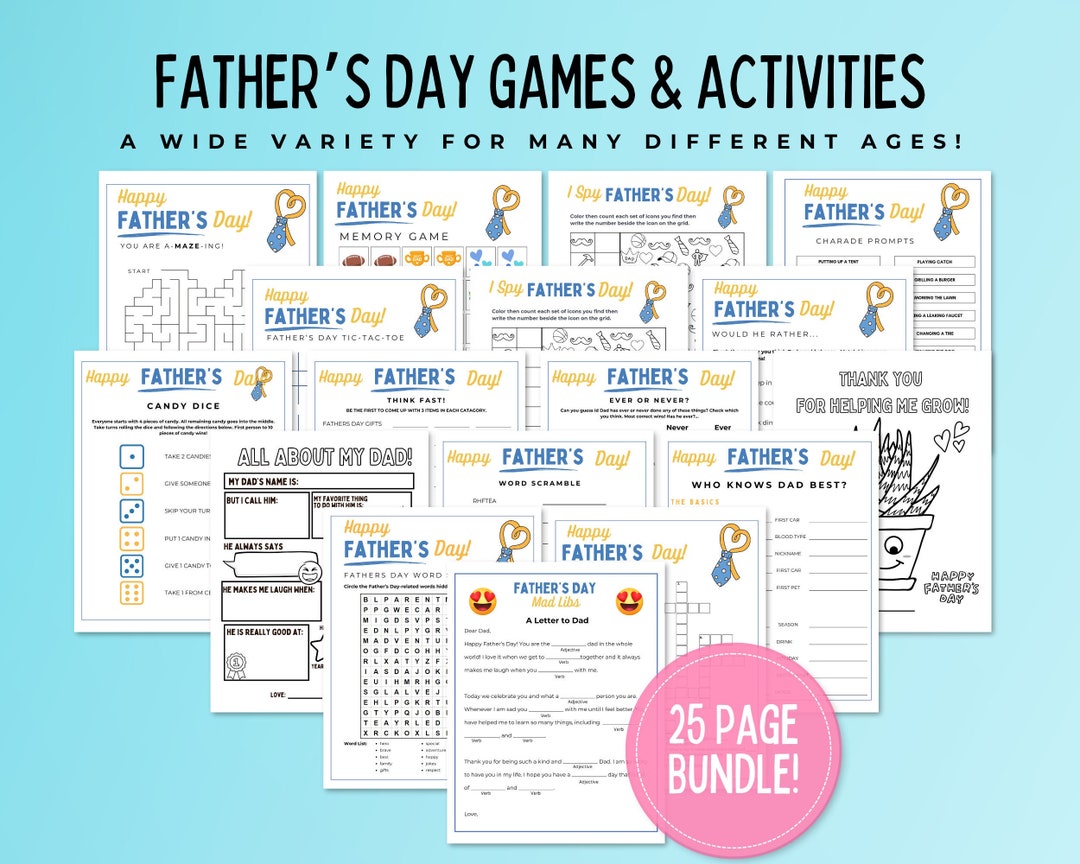 Fathers Day Games Bundle | Fathers Day Activity for Kids and Adults ...