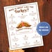 Thanksgiving Game: Who is Most Like the Turkey? (printable) - Etsy