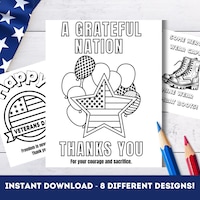 Happy Veterans Day Card, Veterans Day Thank You Card, Coloring ...